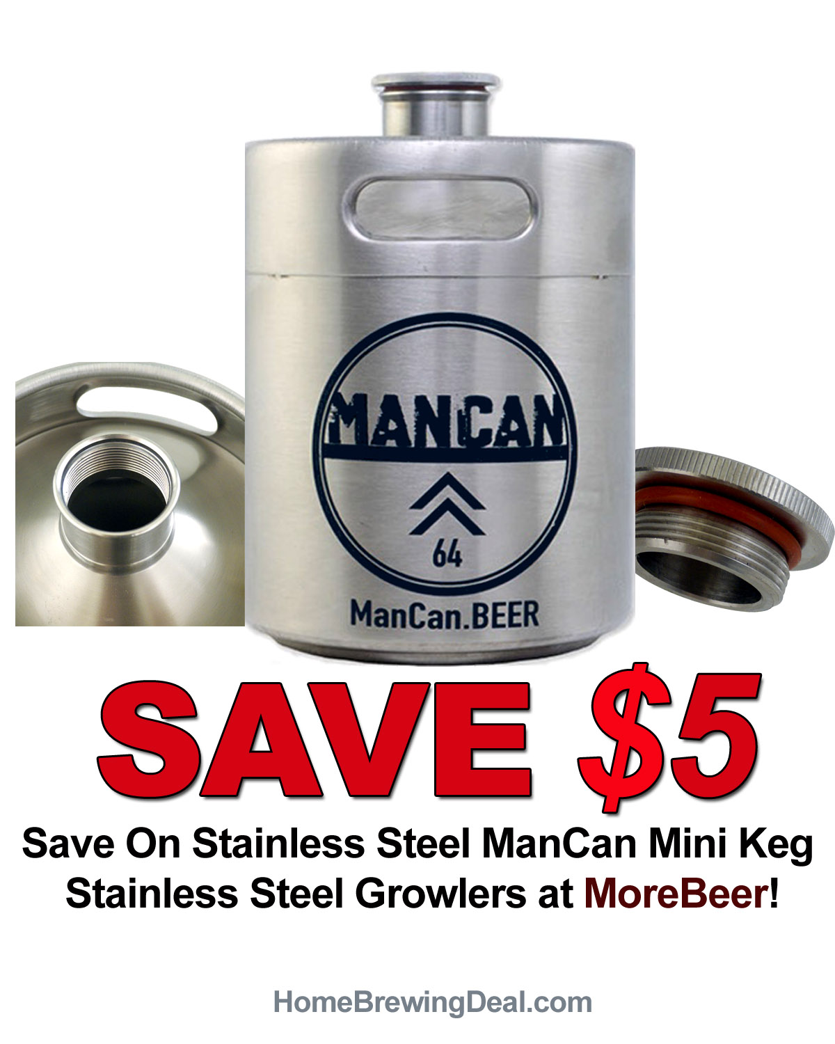 Save $5 on a 64oz ManCan Stainless Steel Growler | Homebrewing Deal
